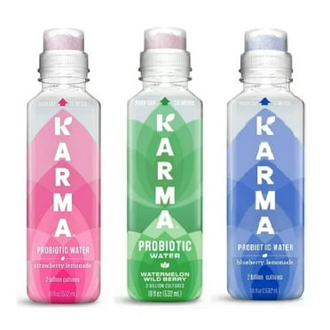 Karma Probiotic Water Variety Pack, 18 fl oz Bottles, Pack of 12 ...