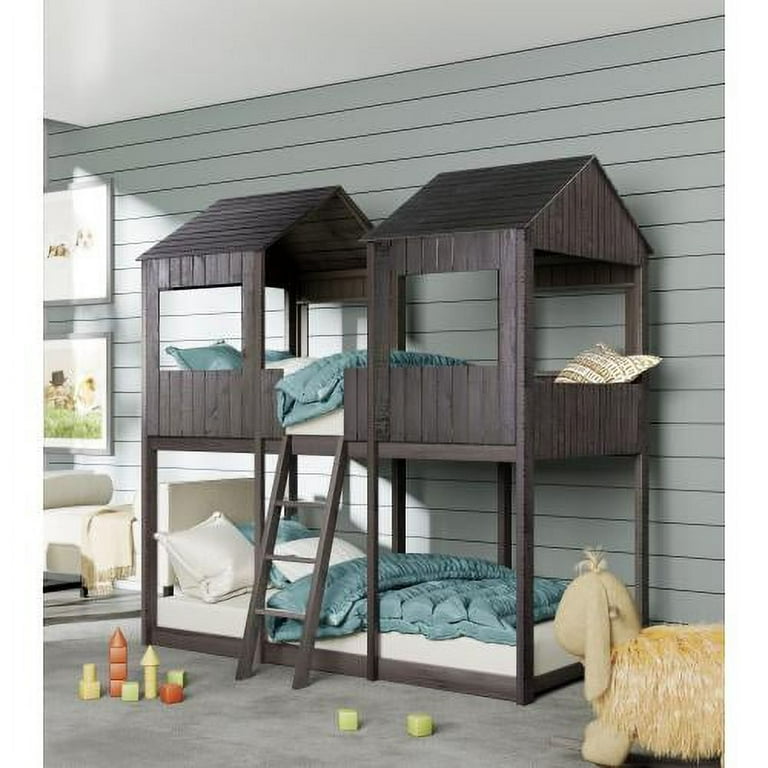 Woodcrest Tree House Bedroom Bunk Bed Slat Rolls Distressed, 43% OFF