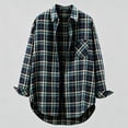 ClodeEU Women's Lapel Plaid Long Sleeve Button Down Shirt,Casual Slim ...