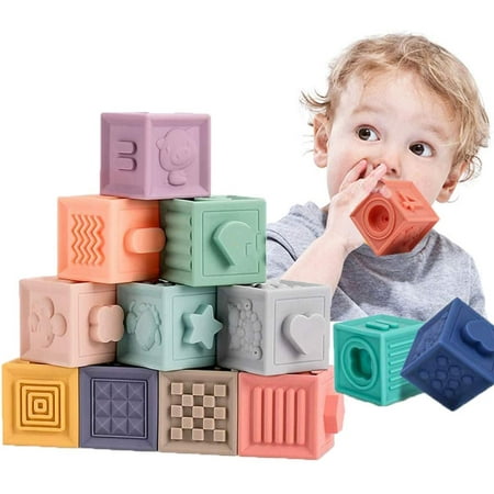 12 pieces of soft baby building blocks, 0-12 months Soft baby building ...