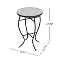 Outdoor Round Mosaic Top Iron Leg Side Table for Patio Garden, Gray ...
