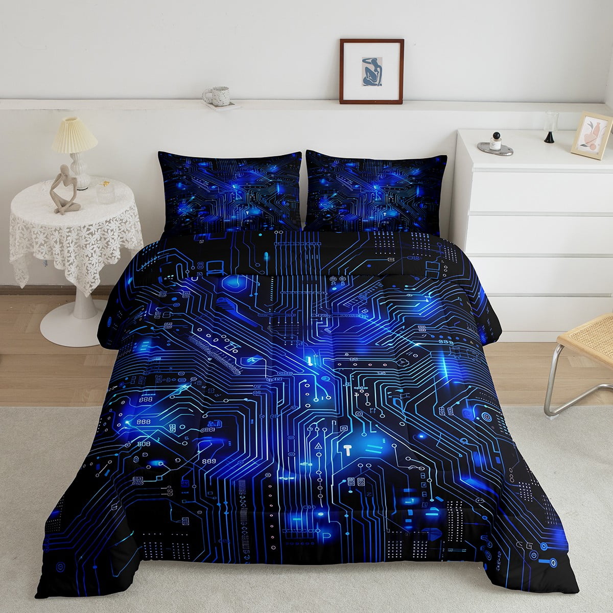 Circuit Board Bedding Comforter Sets Queen,3D Print Chips Comforter Set ...