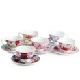 Tea Cup and Saucer Set of 6 (12 pieces), Floral Tea Cups, 8 Oz.Bone China Porcelain - Walmart.com
