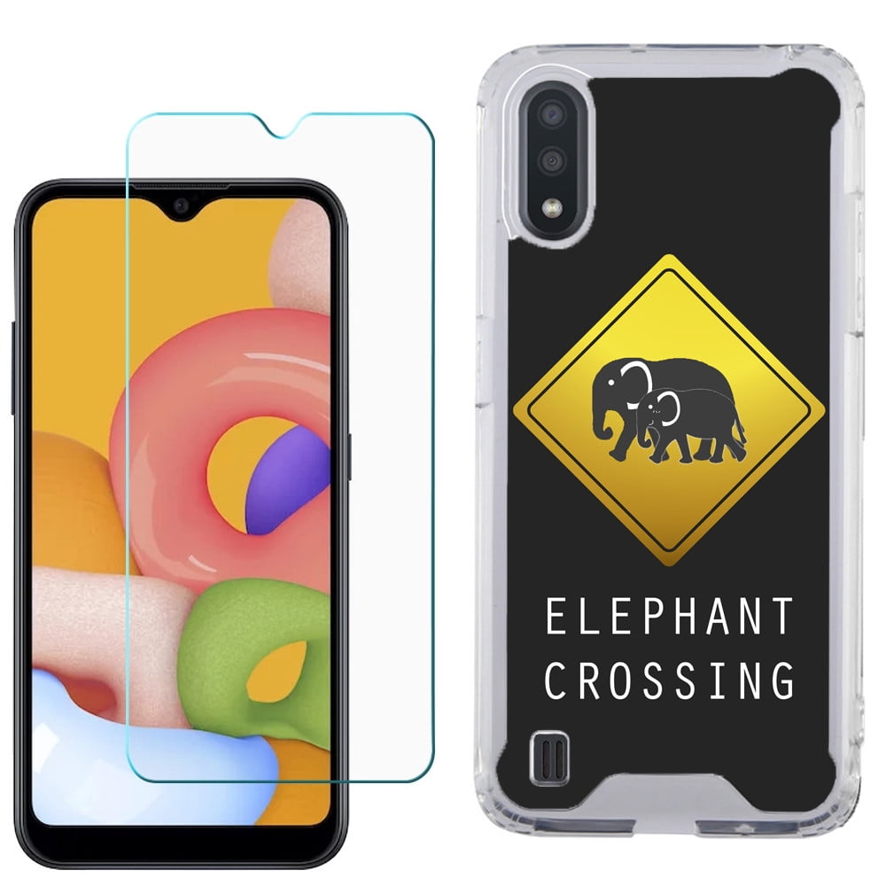 For Samsung Galaxy A01 Case, Hybrid Bumper Phone Case with Tempered ...