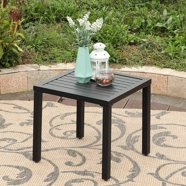 Steel Patio Side Table, Weather Resistant Outdoor Round End Table ...