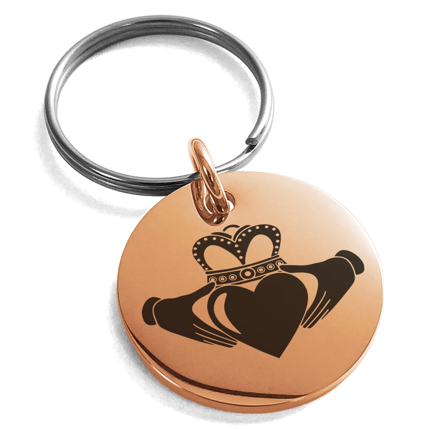 Stainless Steel Celtic Claddagh Unity Engraved Small Medallion Circle ...