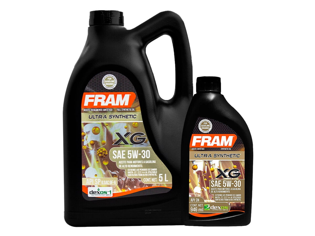 Aceite De Motor Fram Ultra Sintético 5W30 Garrafa + Botella FRAM ...