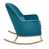 MoDRN Glam Velvet Rocking Chair with Lumbar Pillow, Teal/Satin Brass ...