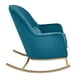 MoDRN Glam Velvet Rocking Chair with Lumbar Pillow, Teal/Satin Brass ...