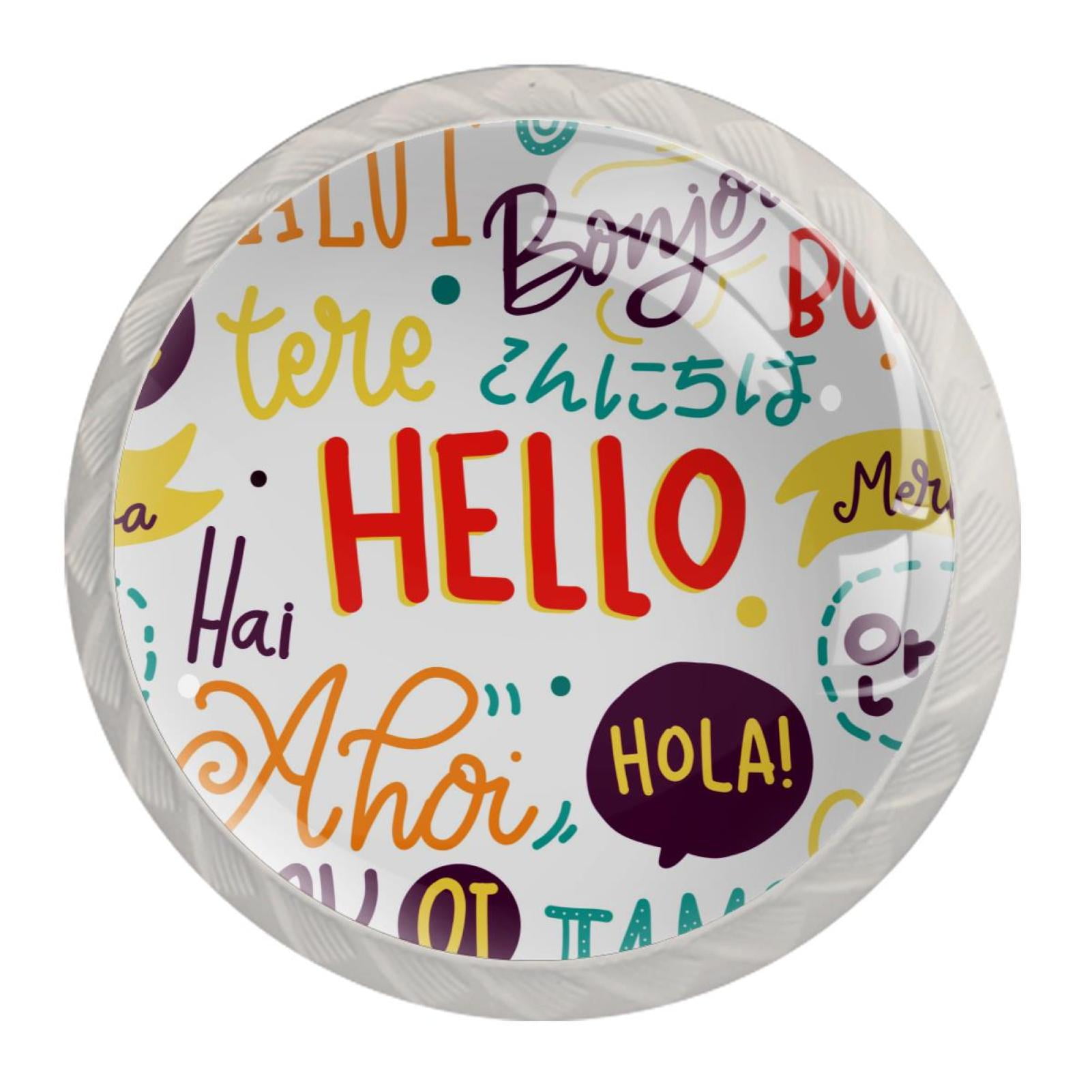 4 Pcs Different Languages Knobs for Kitchen Cabinet Cupboard Dresser ...