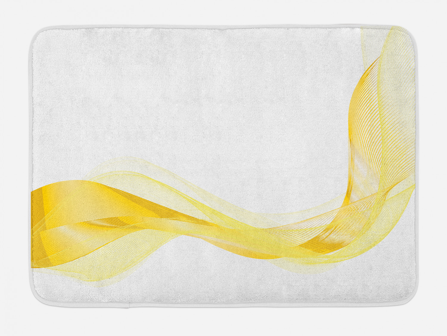 Yellow and White Bath Mat, Smooth Lines and Waves Modern Inspired ...