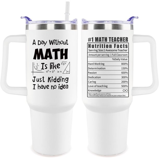 Math Tumbler with Handle For Men 40OZ Math Nutrition Gift Stainless ...