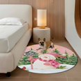 7ft Round Rug Pink Snowman Christmas Area Rugs for Living Room Bedroom ...