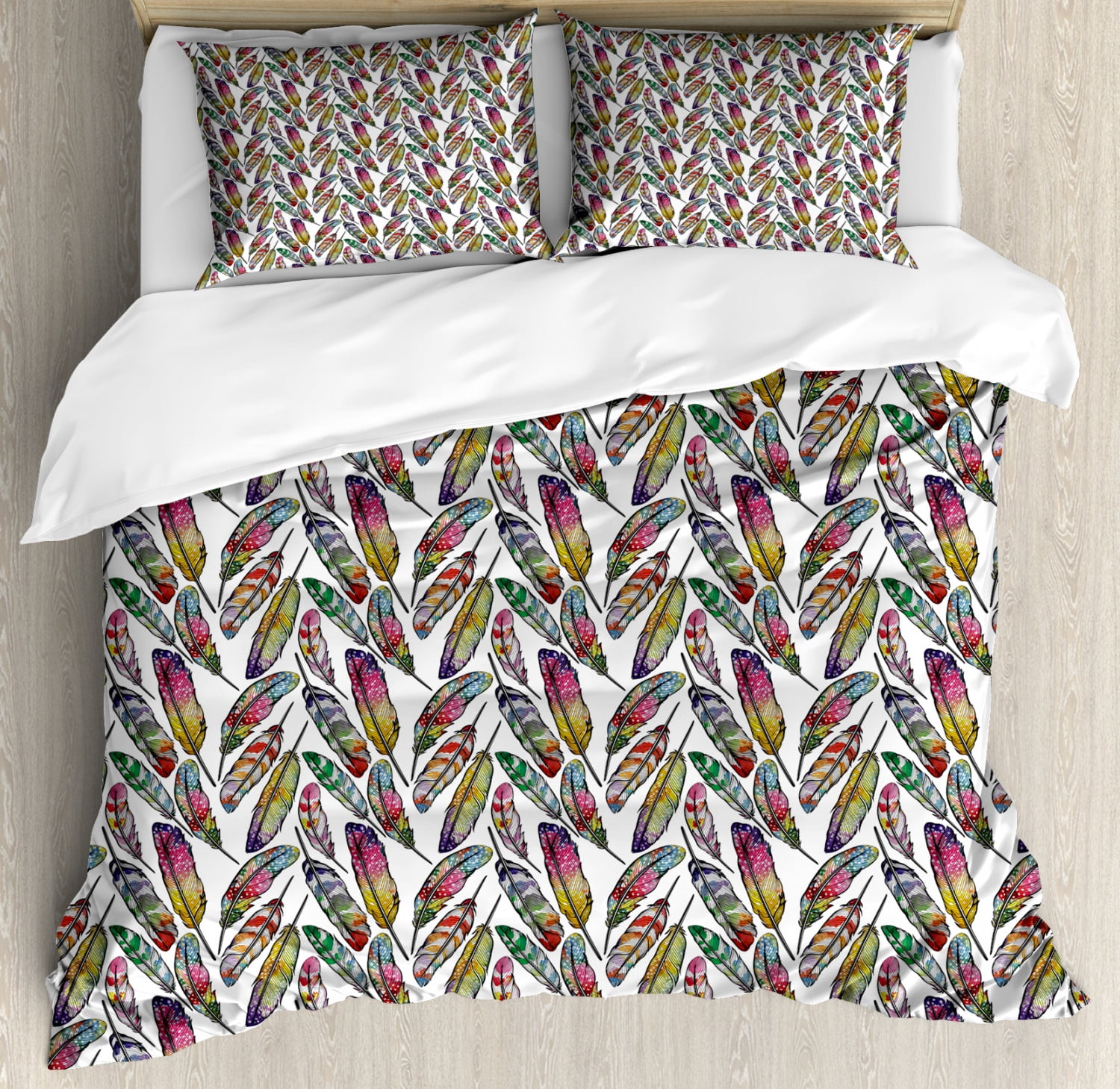 Colorful Duvet Cover Set King Size, Pattern of Illustrated Abstract ...