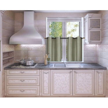 N25 LIGHT PINK 2 Piece Luxury Kitchen Window Coverings, Semi Sheer Faux ...