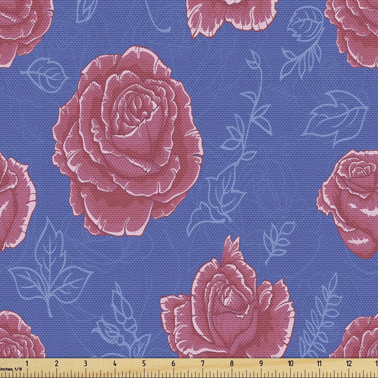 Rose Fabric by the Yard, Romantic Bicolour Design Petal Pattern with ...