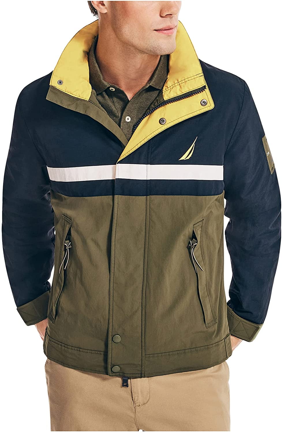 Nautica Mens Heritage Colorblock Jacket Large Navy - Walmart.com