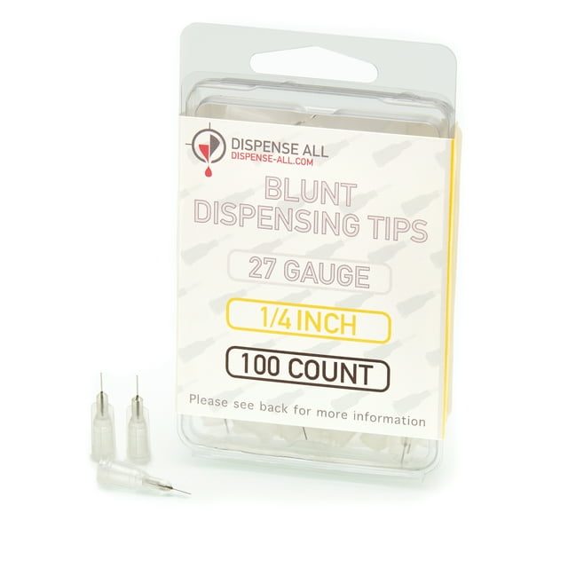 Dispense All - 27 Gauge 1/4 Inch Blunt Tipped Dispensing Needle, Luer ...