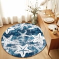 Abstract Blue Ocean Starfish Area Rugs 3' (Round) Vintage Nautical ...