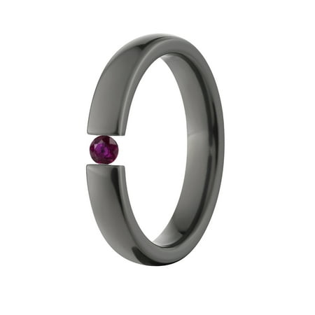 Luxurien - Ruby 4mm Black Zirconium Tension Set Ring - Walmart.com ...