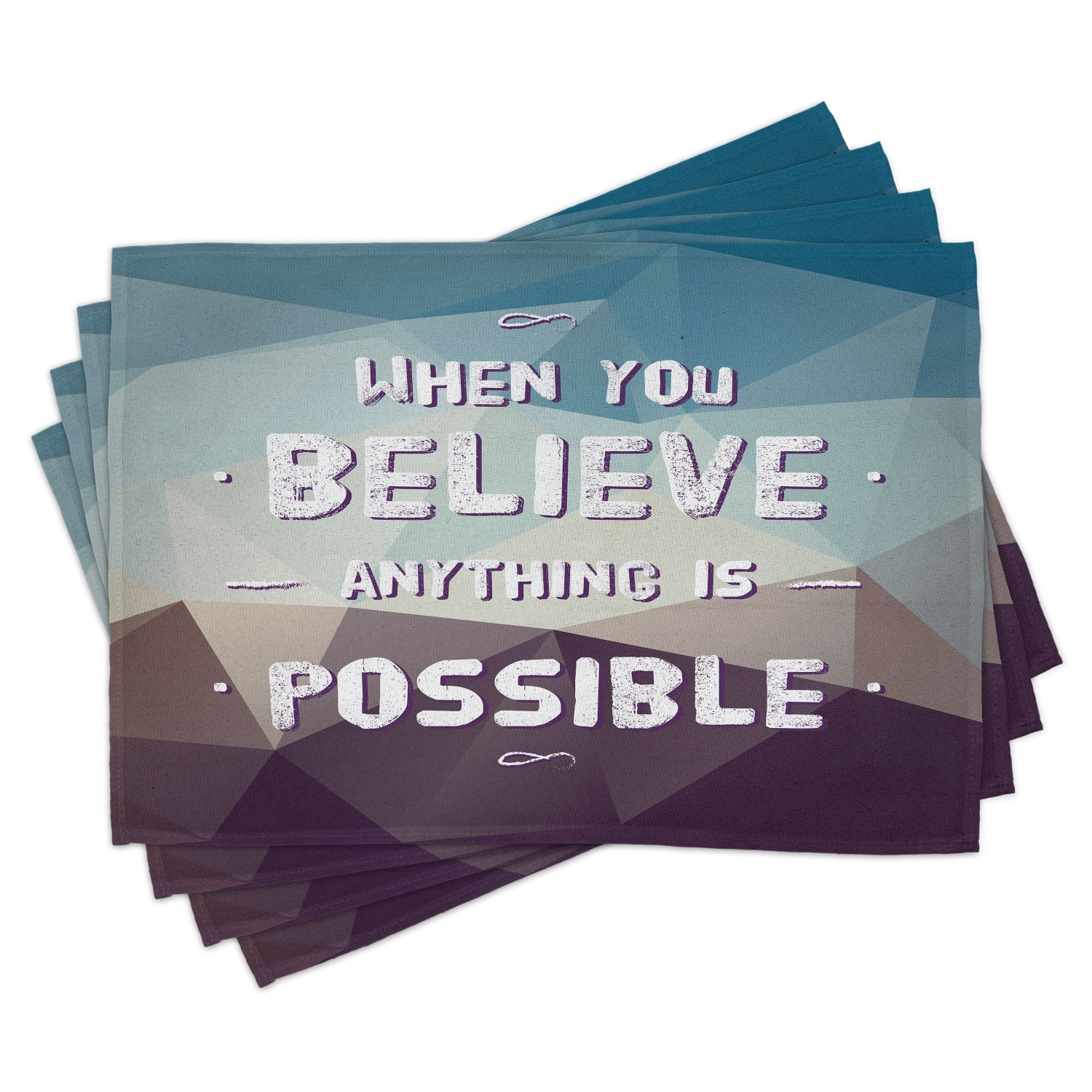 Ambesonne Saying Place Mats Set of 4, Modern Polygonal Design, Standard ...