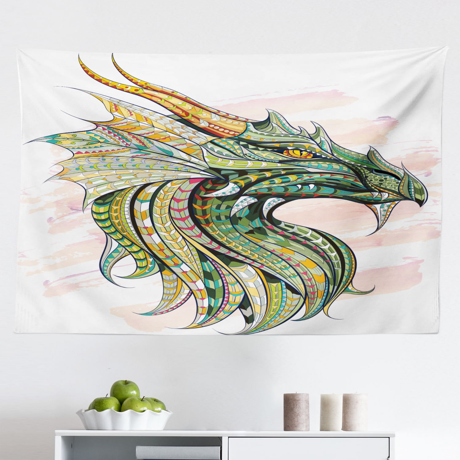 Celtic Tapestry, Pastel Colored Unique Geometric Hexagon Celtic Motifs ...