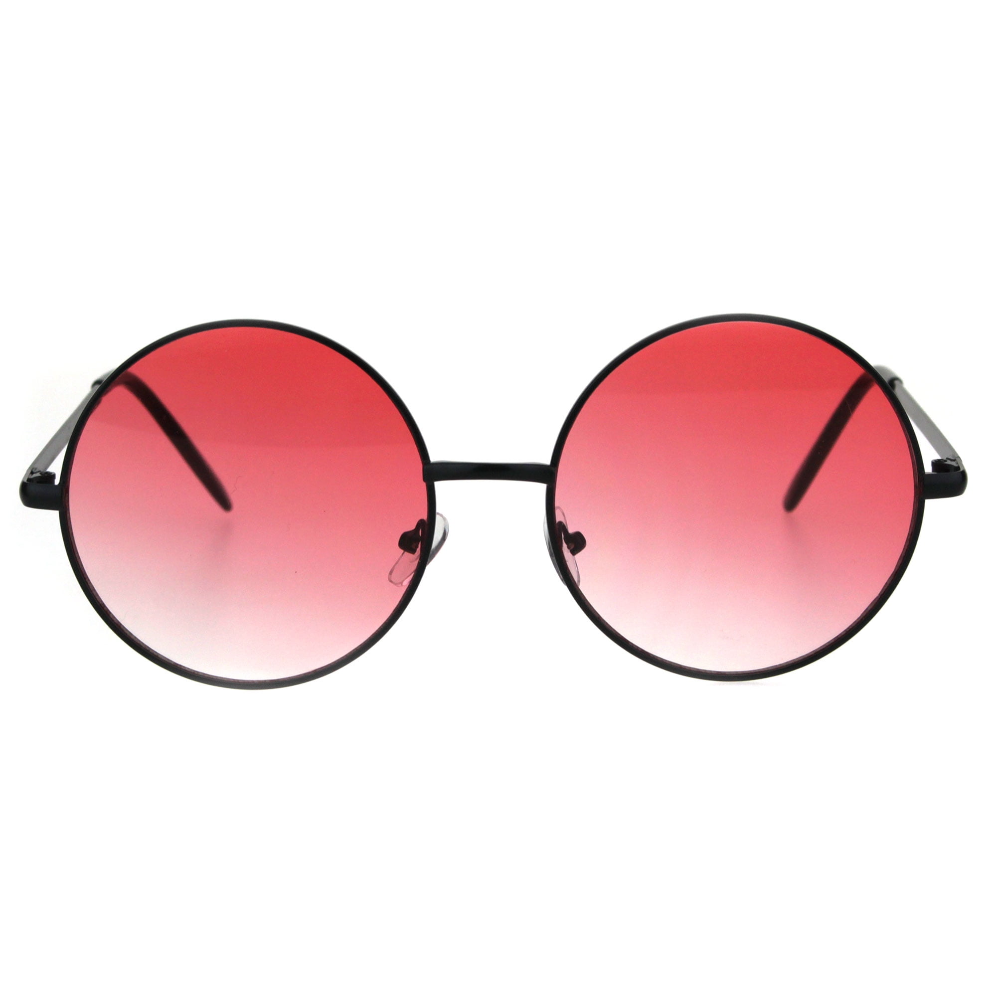Round Circle Lens Hippie Metal Rim Gradient Sunglasses Black Red ...