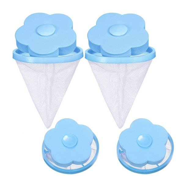 4 pieces reusable household washing machine net bag lint catcher blue ...