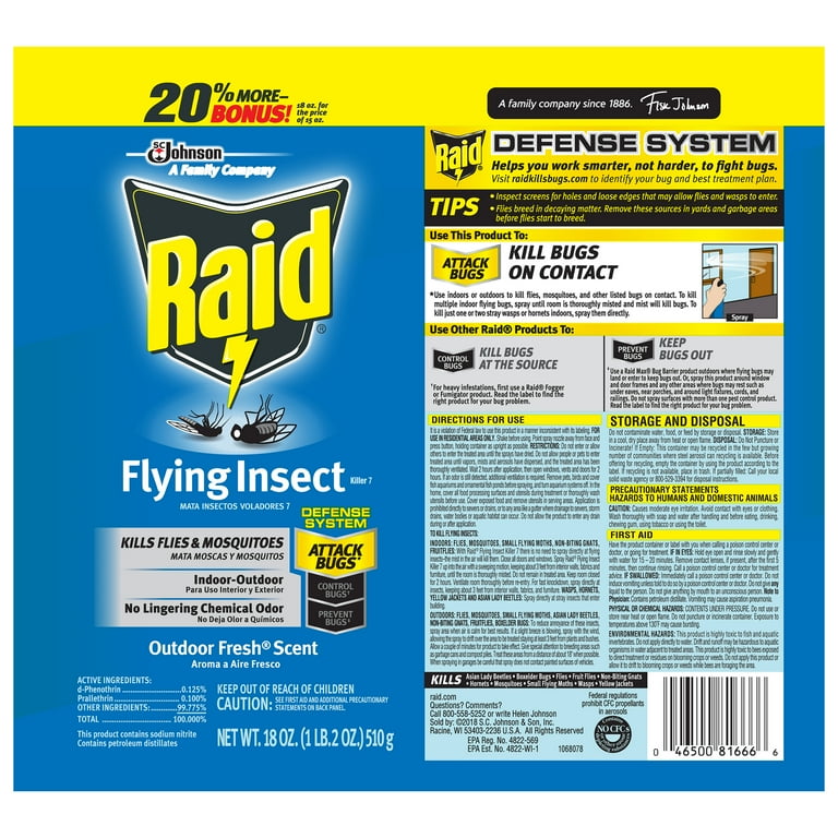 Raid Pesticide Label