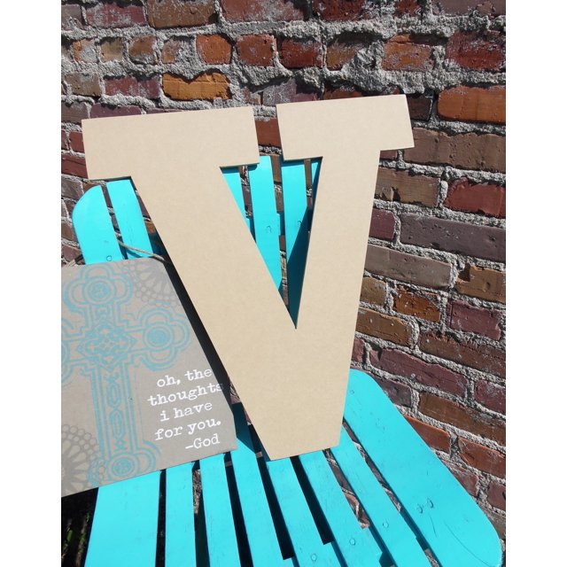 Craft Wooden Unfinished Letter 8" V, Wood Wall Letter, Rockwell Font ...