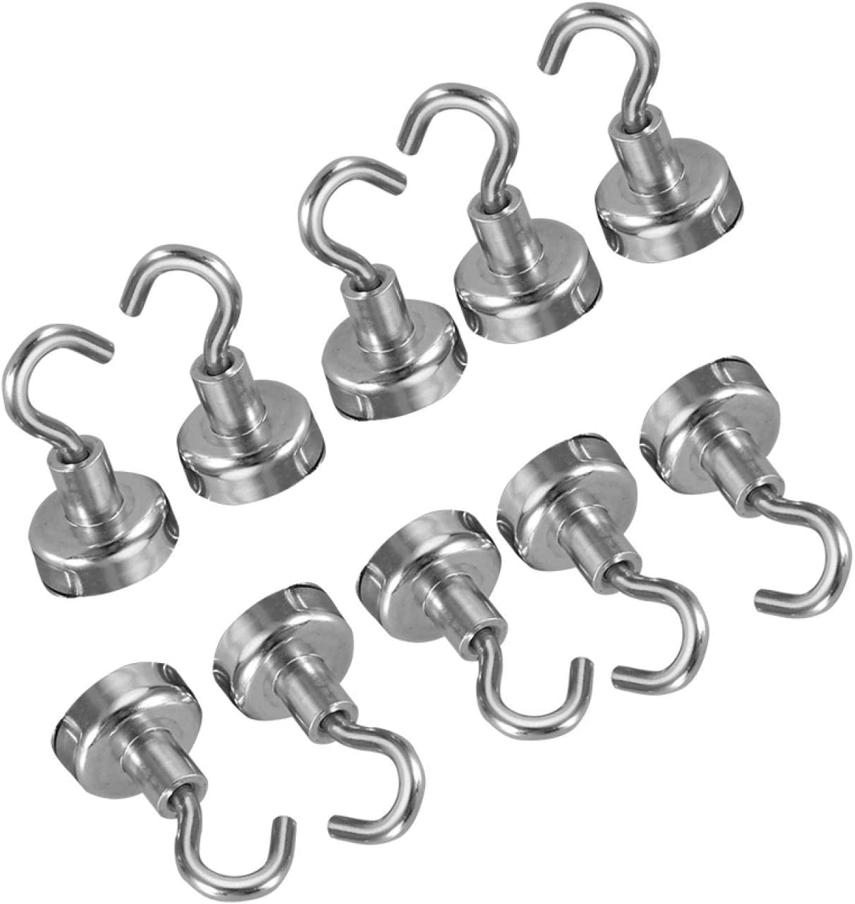 Silver Heavy Duty Magnetic 10Pcs Hanging Hooks Hanger Hooks Set Indoor ...