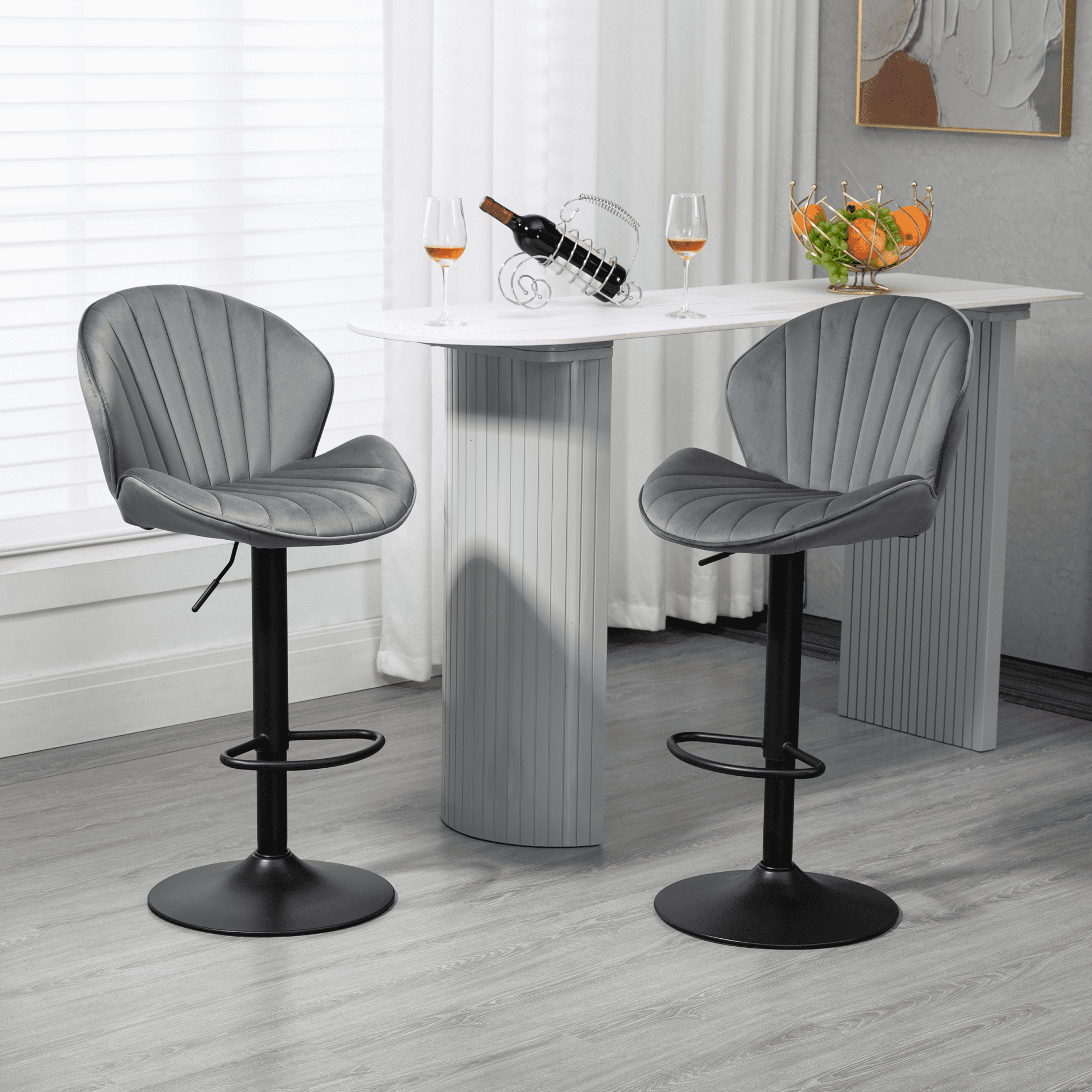 Bar Stools Set of 2, Adjustable Count Height Bar Stools with Back and ...