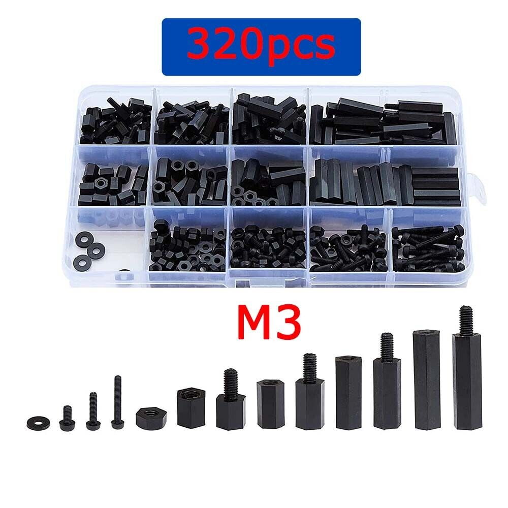 320pack M3 Male Female Plastic Nylon Hex Column Standoff Spacer ...