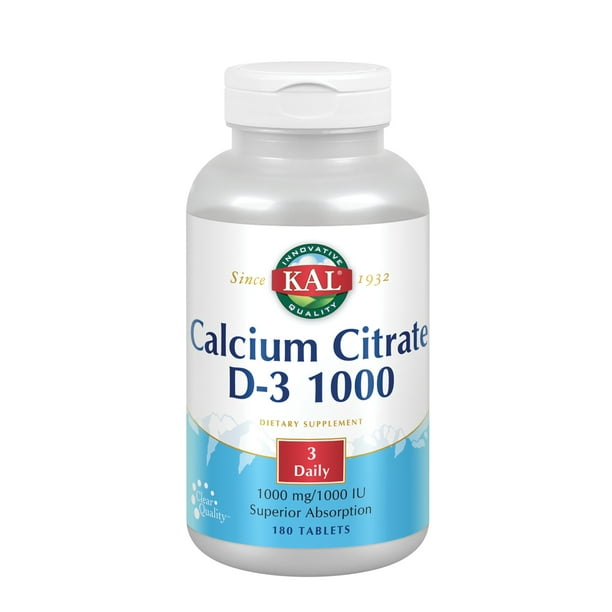 KAL Calcium Citrate D-3 1000 | Healthy Teeth & Bone Support | High ...
