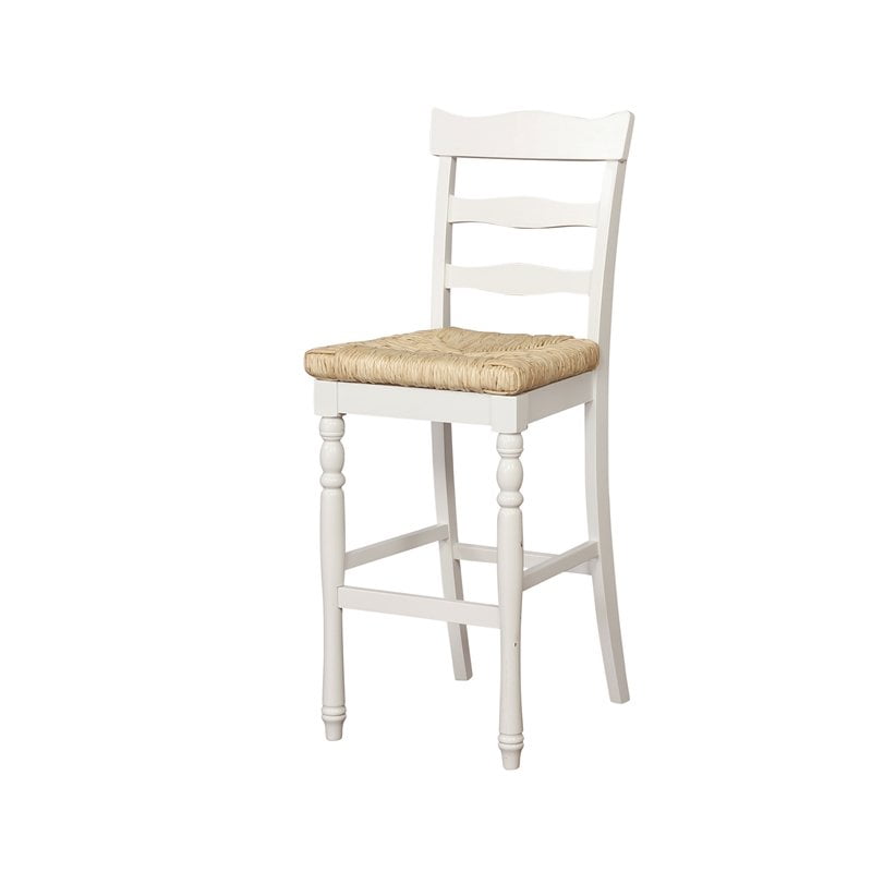 Linon Brielle Wood and Rush Bar Stool in White - Walmart.com