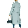 Women Long Sleeve Trench Coat Double Breasted Turndown Collar Long Coats Classic Autumn Spring ...
