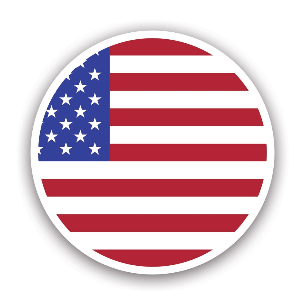 Round American Flag Sticker Decal - Self Adhesive Vinyl - Weatherproof ...