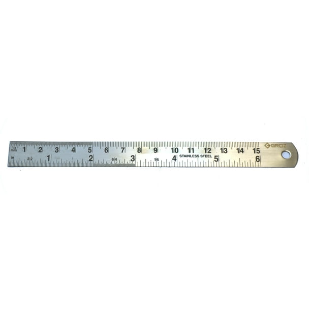 Groz 01330 6" English Metric Ruler Stainless Steel Ruler - Walmart.com