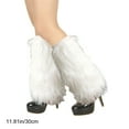 Aodebiao White Faux Fur Leg Warmers Light Up Rave LED Leg Cover 80s ...