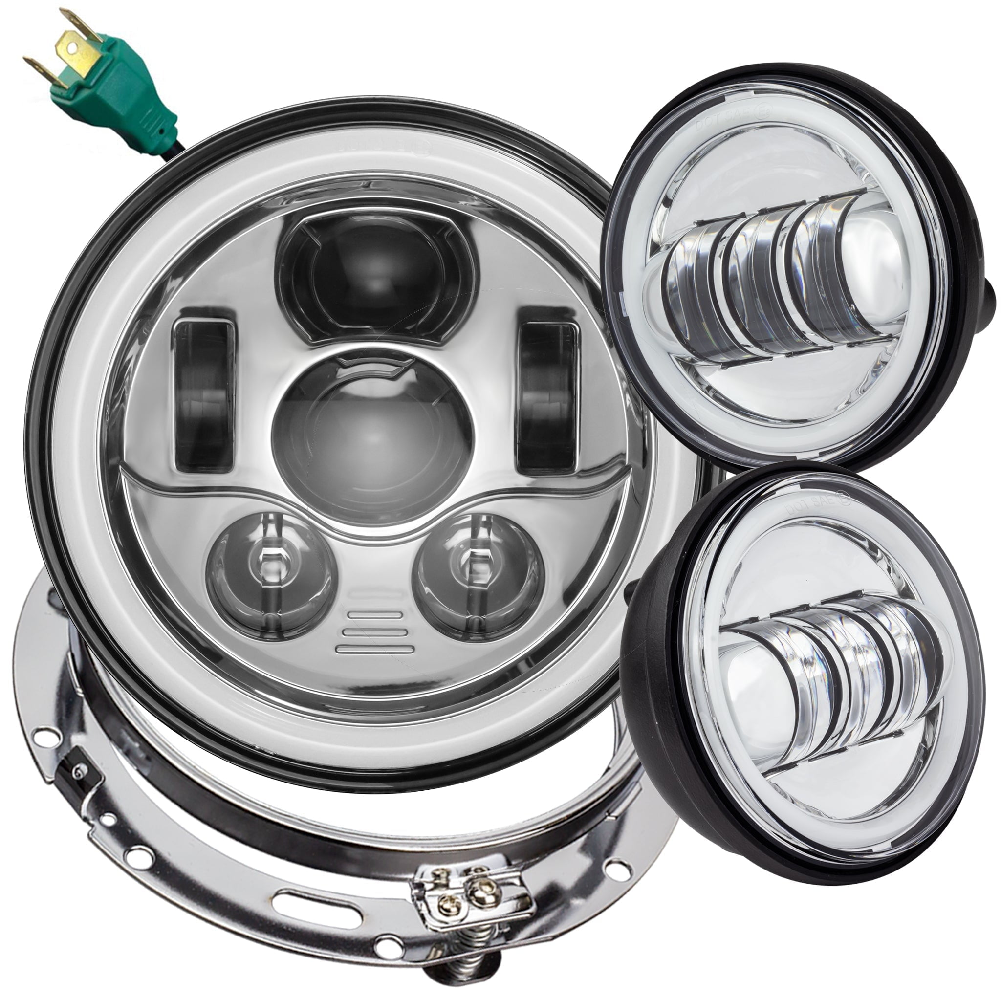 Eagle Lights 7" LED Headlight and 4.5" LED Passing Light Kit with Halo ...