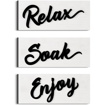 3 Pieces Farmhouse Bathroom Wall Decors Soak Relax Enjoy Signs Rustic ...