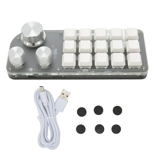 Programmable Keypad 15 Keys 3 Knobs Blue Switch Mechanical Memory ...