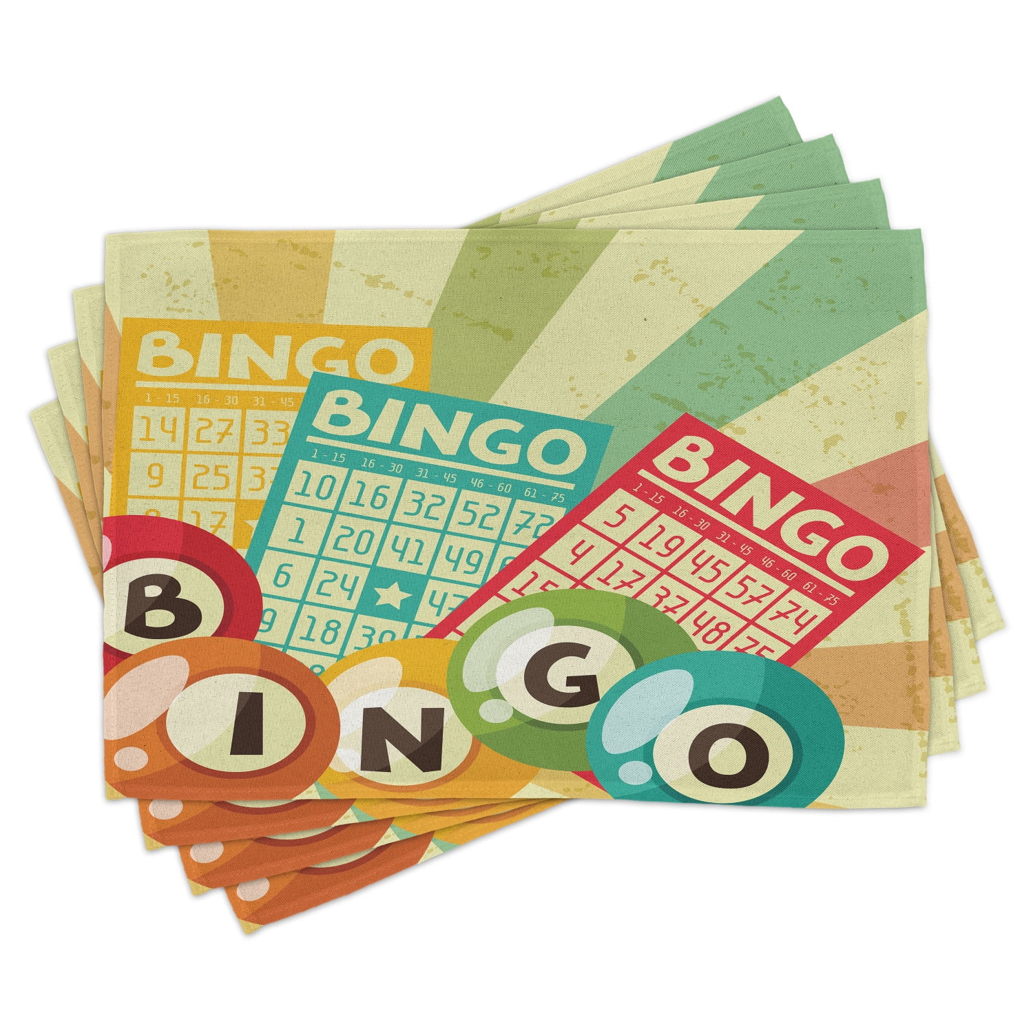 Vintage Placemats Set of 4 Bingo Game with Ball and Cards Pop Art ...