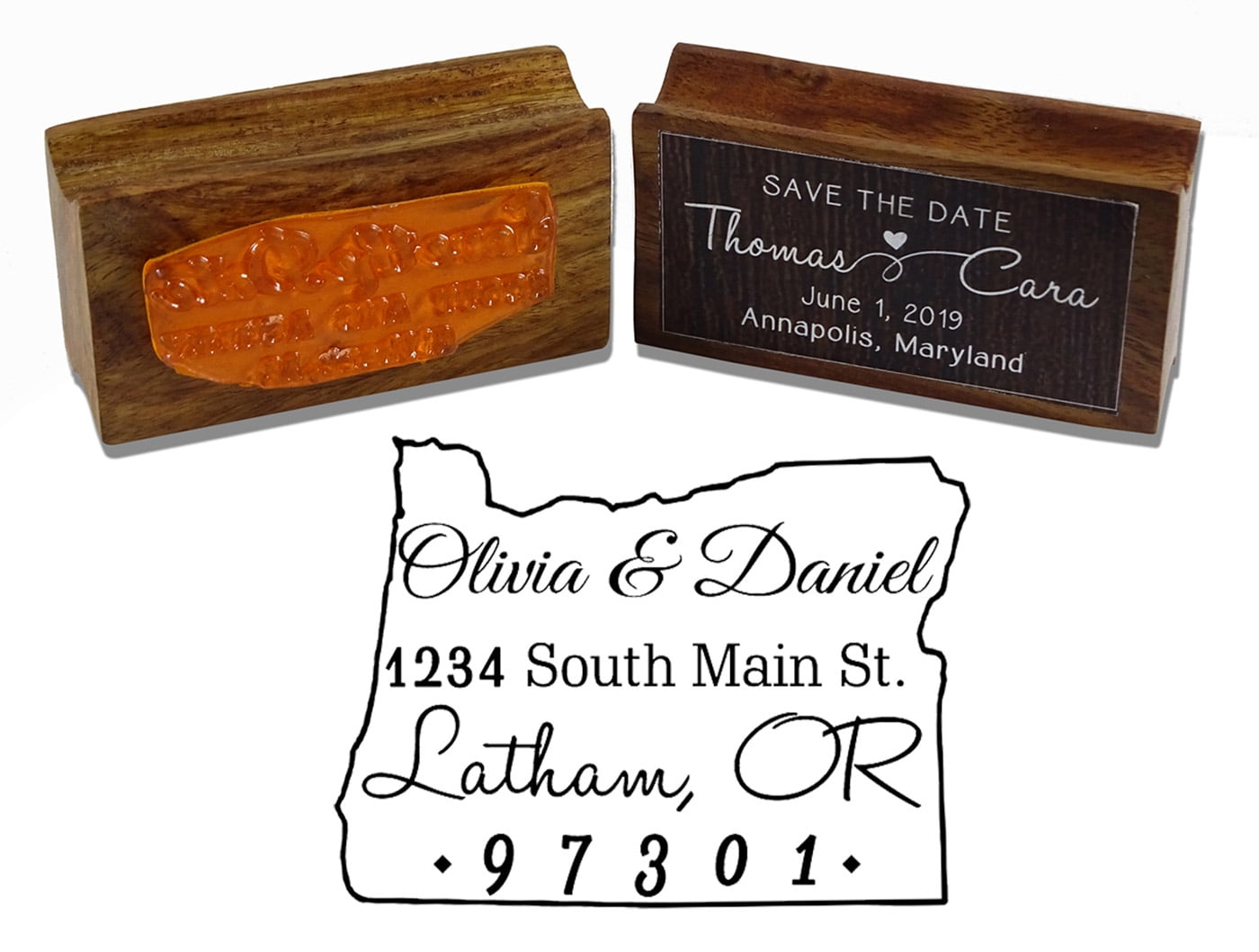 Printtoo Oregon State Map Custom Address Wood Mounted Rubber Stamp ...