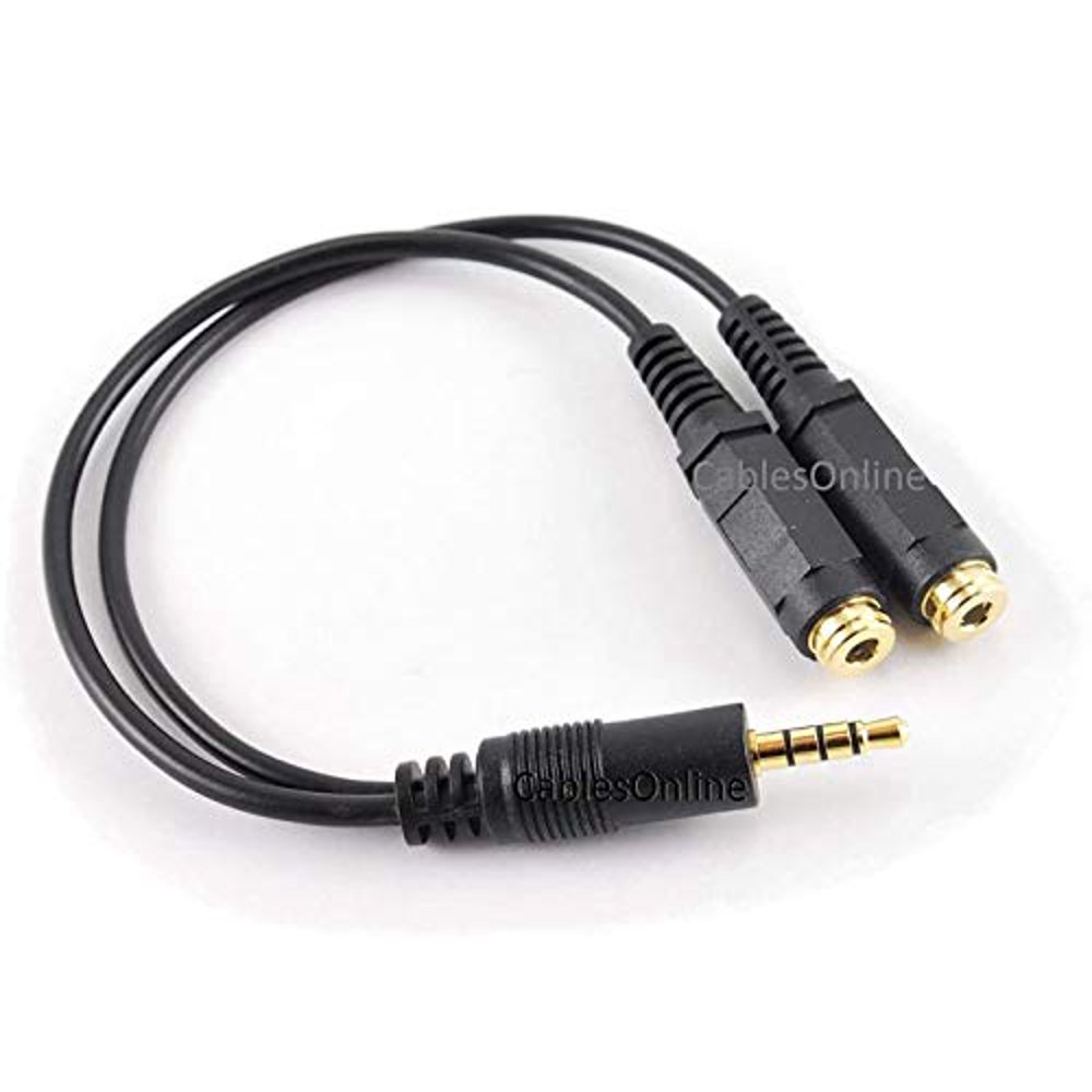 CablesOnline 3.5mm TRRS Male to Dual TRRS Female Stereo 4-Pole Splitter ...