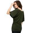 Made by Johnny Women's Boat Neck Short Sleeve Dolman Drape Top XXL OLIVE - Walmart.com