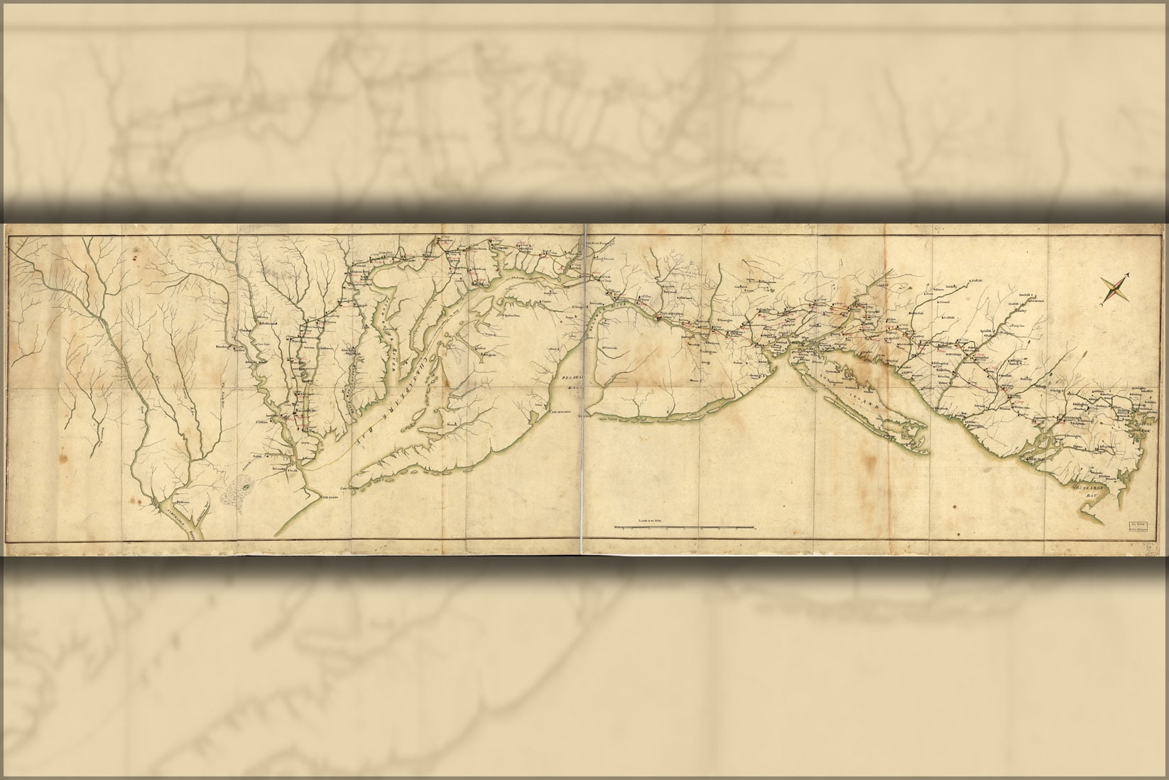 24"x36" Gallery Poster, map of Virginia philadelphia New york boston ...