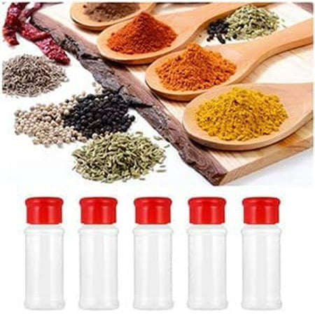 Xizioo 5 Pieces of Plastic Empty Spice Bottles, Reusable Clear ...