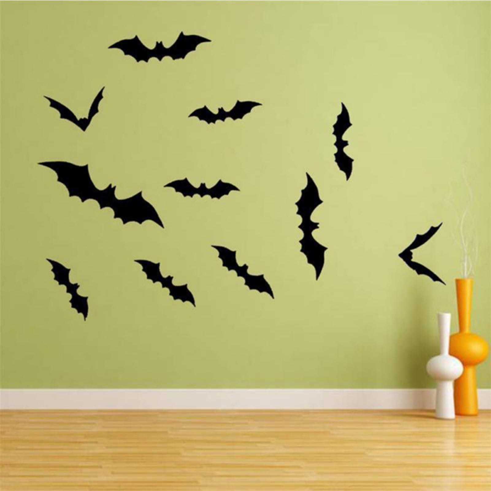 LINASHI 60Pcs/Set Bats Wall Decor 3D Bat Halloween Decoration Stickers ...