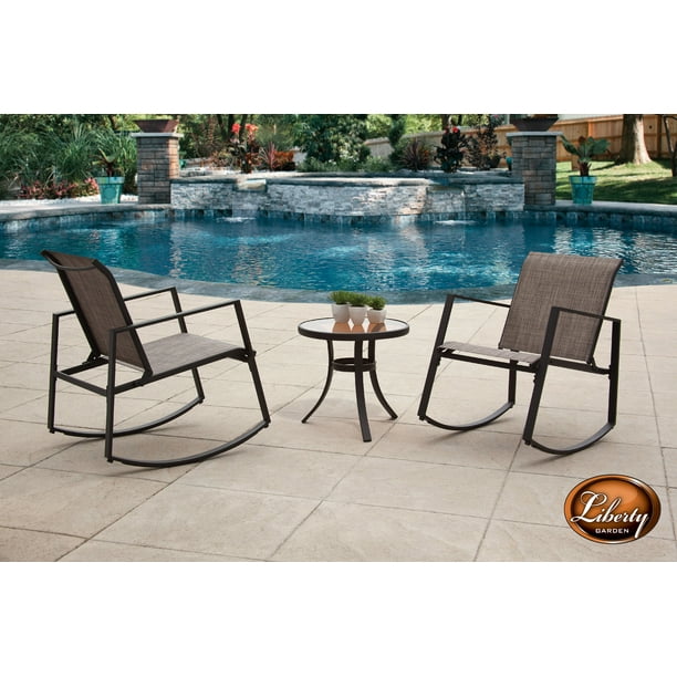 Liberty Garden Patio Aurora Sling Rocking Bistro Set, Black - Walmart.com